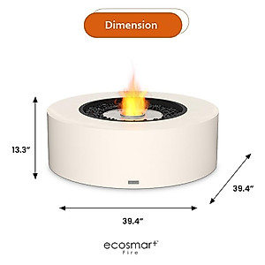 Eco Smart | ARK 40 Fire Pit Table | Bone Color | Ethanol Black Stainless Steel Gas Burner | Elegant Curved Design with Versatile Wide Lip | Complements Any Decor and Setting
