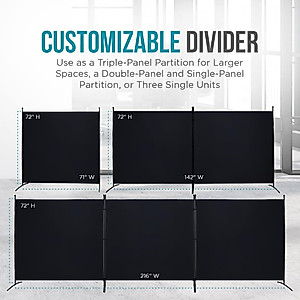 Steel-AID Triple-Panel Privacy Room Divider – Folding Partition Privacy Screen for Office, Classroom, Dorm Room, Kids Room, Studio, Conference - 216" x 72" - Easy to Assemble, Freestanding & Foldable