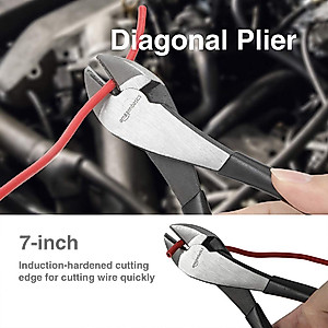 Amazon Basics Plier Tools, Set of 4, Black,silver