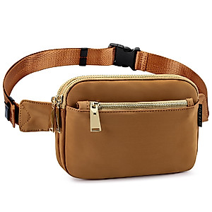 ZORFIN Fanny Packs for Women Men: Crossbody Belt Bag with Adjustable Strap - Fashion Waist Packs for Workout Running Traveling Hiking Brown