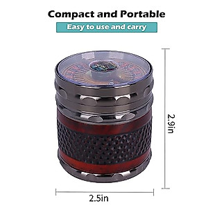 Herb Grinder Spice Grinder for Cooking Aluminium Alloy Manual Grinder (Gray with compass)