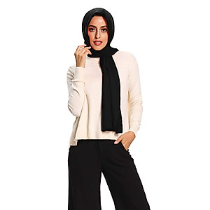 Hijab for Women Jersey Hijab Scarfs for Women Head Scarf Muslim Head Wraps (Black)