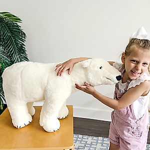 Melissa & Doug Giant Polar Bear - Lifelike Plush Toy (3 Feet Long), White - Extra Large Stuffed Animal for Ages 3+