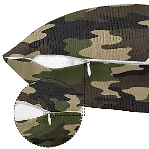 DOHOATU Pillow Covers 16x16 Set of 2, Camouflage Green Decorative Throw Pillow Covers Camo Print Pillowcase Farmhouse Cushion Cases for Sofa Couch Outdoor Home Decorations