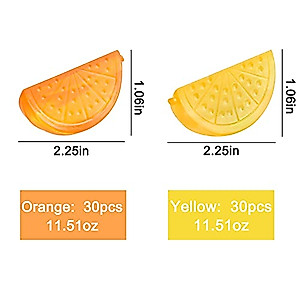 SHENGQIPC Reusable Freezable Plastic Ice Cubes, 60 Pack Cute Fruit Shaped Dry Ice Cubes for Restaurants, Bars and Family Use (Orange, Lemon)