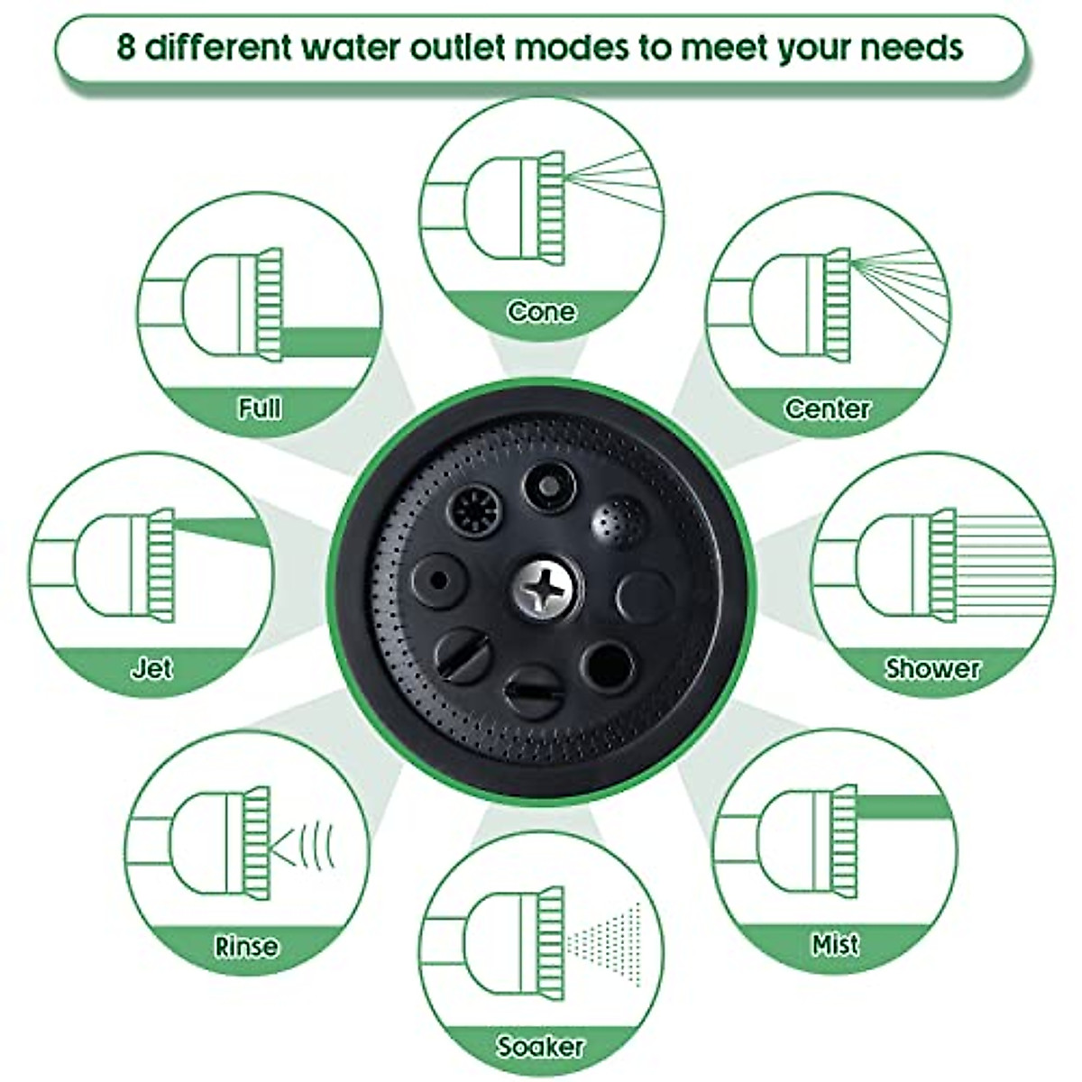 6 Pieces Garden Hose Nozzle Sprayer ABS Water Spray Nozzle Garden Hose Nozzle Hose Sprayer Nozzle Hand Sprayer for Hose for Watering Plants Lawn Garden Cleaning Showering Pets Washing Cars Green