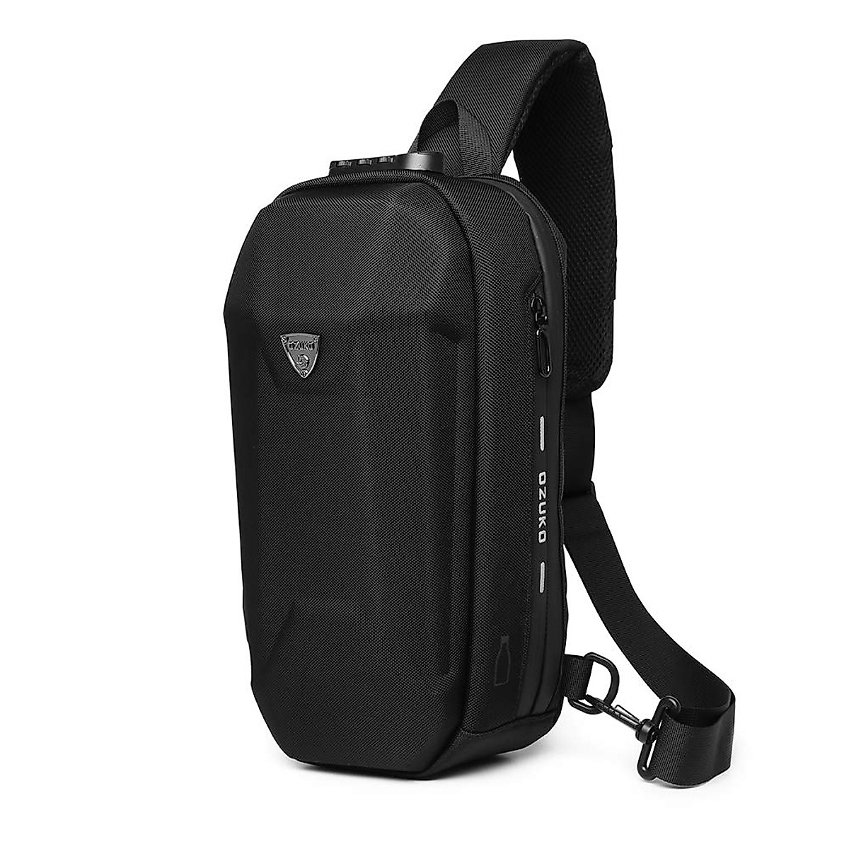 Anti Theft Sling Bag Crossbody Shoulder Bags for Men Waterproof Sling Chest Backpack with USB Charging Port Lightweight Travel Daypack (Black)