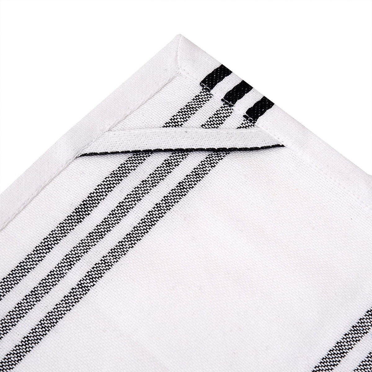 Urban Villa Kitchen Towels 100% Cotton Pack of 6, Highly Absorbent Quick Drying Super Soft Premium Dish Towels for Kitchen with Hanging Loop Hand & Tea Towels - 20x30 Inch, (Black & White, Striped)