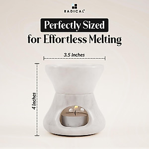 Radicaln Marble Butter Warmer White 4" Inches Handmade Food Warmers For parties - Food Warmer Butter Warmer Fondue Set For Kitchen - White Chocolate Melts With Butter Melter