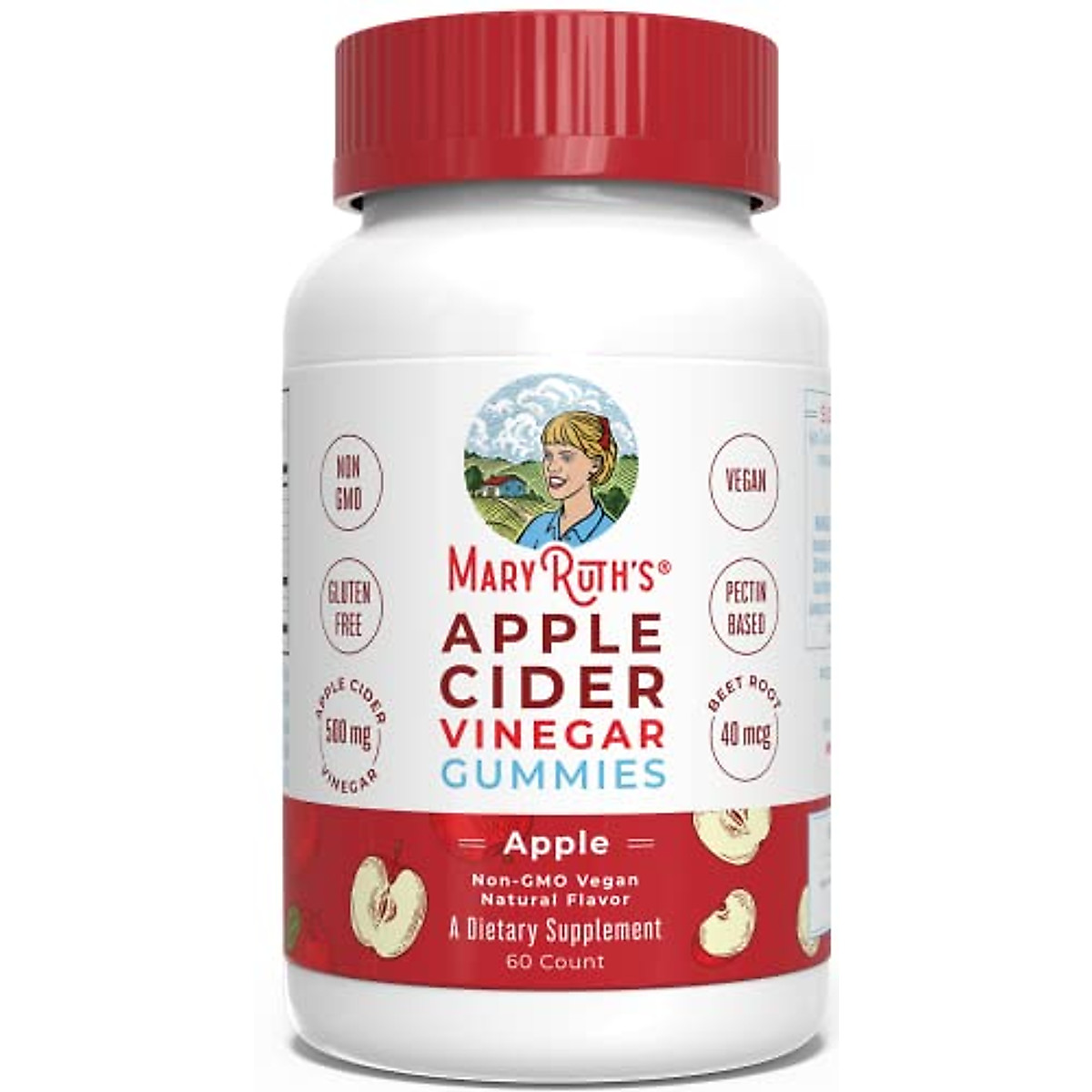 MaryRuth Organics Apple Cider Vinegar | 1 Month Supply | Apple Cider Vinegar Gummies for Adults and Kids | Supplements for Immune Support | Vegan | Non-GMO | Gluten Free | 30 Servings