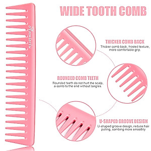 2Pcs Wide Tooth Comb and Large Hair Detangling Comb, Durable Hair Combs, Suitable for Curly Hair, Long Hair, Wet or Dry Hair in all Types, Anmieciu Advanced Care Styling Hair Comb. (Pink, Purple)