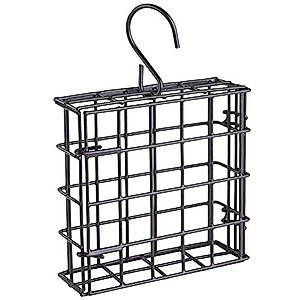 More Birds Suet Cage Bird Feeder, Fruit and Suet Feeder, Single Cake Capacity ,Black
