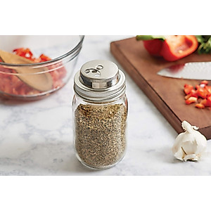 Jarware Stainless Steel Spice Shaker, Regular Mouth Mason Jar Spice Lid