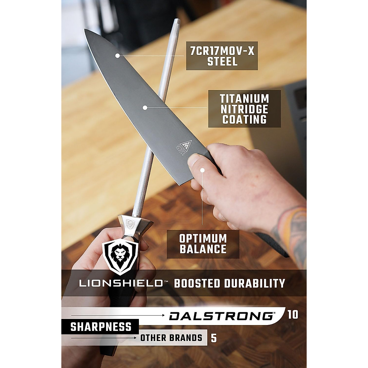 DALSTRONG 12pc Professional Knife Block Set-Black Titanium Nitride Coated-Gift High-Carbon Stainless Steel Knife Set with Block-NSF Certified Premium Kitchen Set