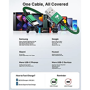 Aioneus 3Pack 6ft USB C Cable 3A Fast Charge, USB A to Type C Charger Cord Braided Charging for Samsung Galaxy A03s A02s S22 S21 S20 S10 S9 A11 A12 A13 A20 A21 A32 A50 A51 A53 A10e S10e, Moto G7, LG