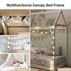 Merax Wood House Bed,Floor Bed with Wood Slats,No Box Spring Needed,Twin Size, Grey