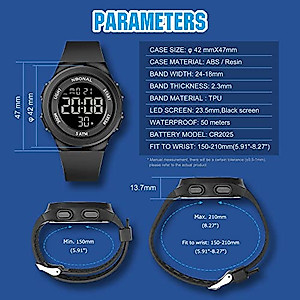 NBONAL Simple Digital Sport Watch for Men Women or Student Waterproof Fashion Gift Easy Read Outdoor Casual Watch