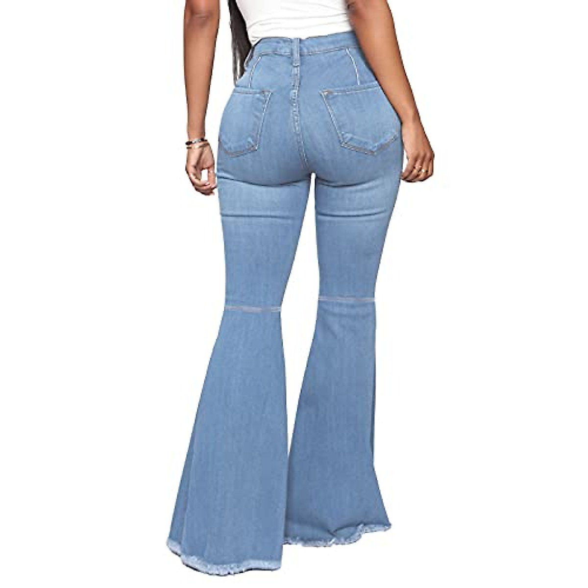 ZERMOM Women's Flare Jeans Mid Rise Bell Bottom Denim Pants