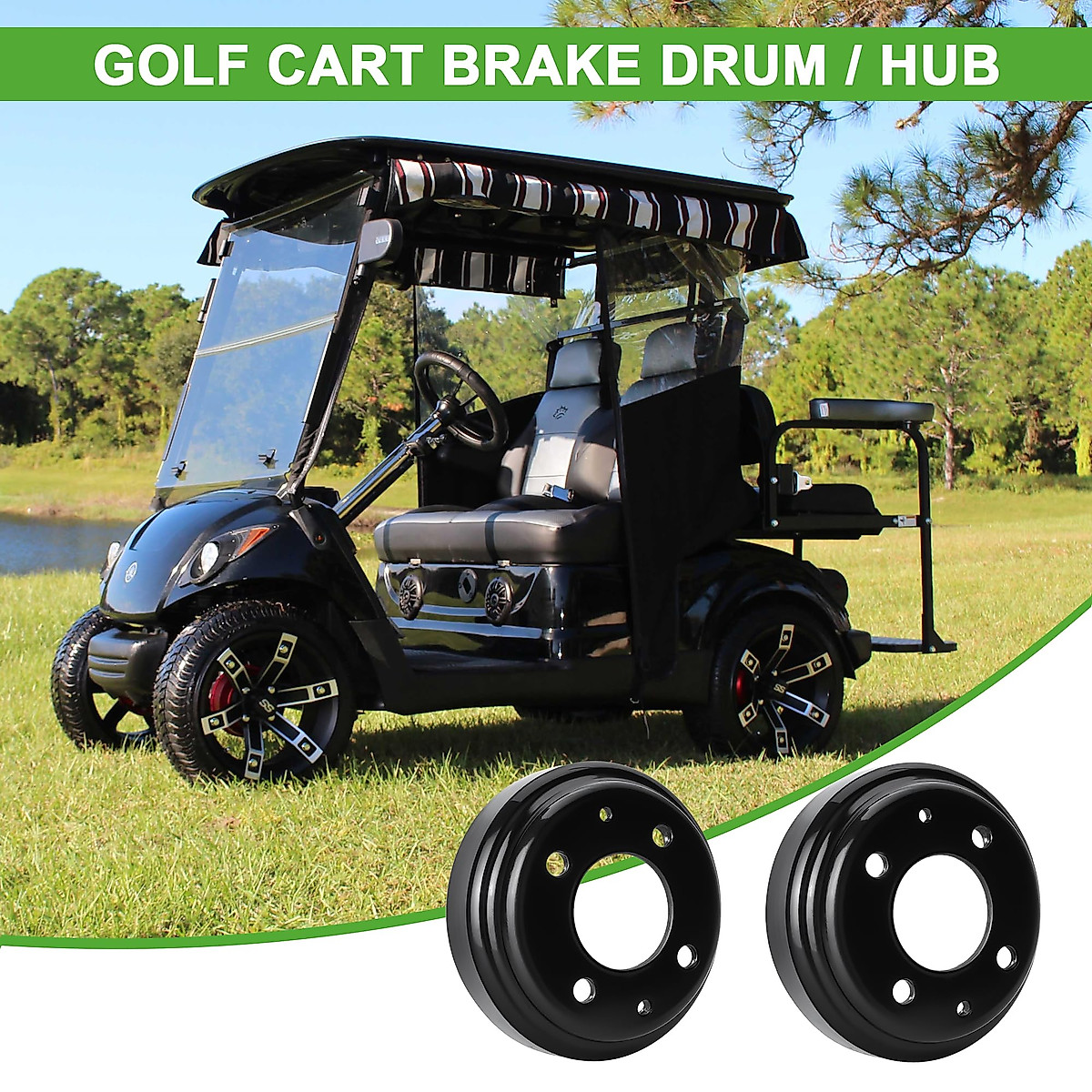 10L0L Golf Cart Brake Drum/Hub Assembly for Yamaha G1 G2 G8 G9 G11 G14 G16 G19 G22 G29 1978-Up Gas or Electric Golf Cart OEM# JU0-G6521-00-00 (2 Pack)