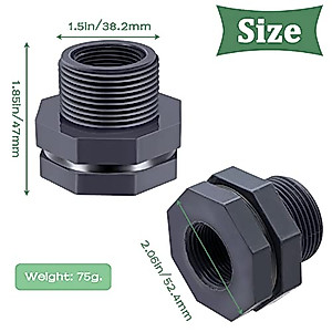 Seamaka 2 PCS 3/4 Inch Female PVC Bulkhead Fitting with Thick Silicon Seal Gasket for Water Tanks, Aquariums, Tubs, Pools O-H-007