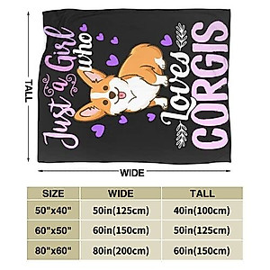 Cute Corgi Throw Blanket Just A Girl Who Loves Corgis for Women Corgi Lover Soft Cozy Fuzzy Fleece Blanket for Sofa Bed Couch Chair Living Room 40"x50"