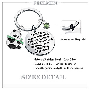 FEELMEM Animal Panda Bear Jewelry Behind You All Your Memories Panda Charm Keychain Spirit Animal Gift Panda Lovers Gift for Friends (Panda-ky)