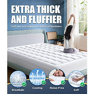 Novted Memory Foam Mattress Pad Queen for Pressure Relief, Strong-Support & Ultra-Cozy Mattress Topper, Breathable Soft Microfiber Protector, Noiseless Bed Cover Vinyl Free, 8-21'' Deep Pocket