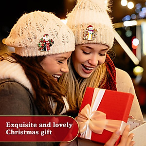 Yaomiao 9 Pieces Christmas Pin Brooch for Women Rhinestone Crystal Christmas Element Pins Snowman Bells Christmas Trees Jewelry Pins for Xmas Decorations (Elegant Style)