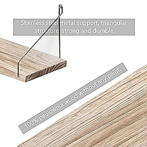 MITIME Floating Shelves Set of 3 Rustic Solid Wood Floating Shelf Wall Storage Shelves for Living Room, Bedroom, Bathroom, Kitchen Laundry, Office (Light Colour L+M+S)