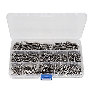 binifiMux 240pcs M4 Torx Pan Head with Pin Security Combine Screws with M4 Hex Nuts Assortment Kit, 304 Stainless Steel, M4 x 6mm/ 8mm/ 12mm / 14mm / 18mm
