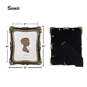 Sunlit Vintage Picture Frame 8x10 Inch, Luxury Antique Photo Frames with Glass Front, Photo Display, Tabletop Wall Hanging, Gift Ideas, Black and Gold