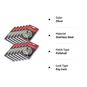 12 Pack Round Padlock with Shielded Shackle, 2-3/4-Inch, Stainless Steel Steel Armor for Trailer Storage Truck Wholesale Bulk Lot