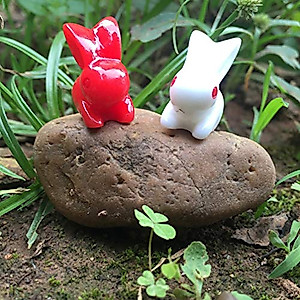 20pcs Mini Rabbit Figurine Micro Landscape Figurine Miniature Garden Figurines Bunny Rabbit Statues Micro Landscape Miniature Bonsai Ornament Ornaments Animal Fairy Garden Cartoon