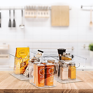 Sorbus Clear Plastic Storage Bins - Fridge Organization and Storage Solution, Acrylic Kitchen Cabinet and Pantry Organizer, Fridge Organizer Bins in 3 Sizes (6 Pack: 2 Small, 2 Medium, 2 Large)