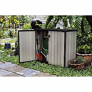 KETER Patio Store 4.6 x 4.0 ft. Resin Outdoor Storage Shed with Paintable and Drillable Walls for Customization-Perfect for Yard Tools and Pool Toys, Grey