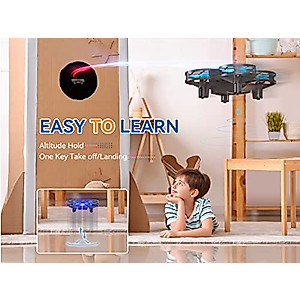 UranHub Mini Drone for Kids, Indoor Beginner Drone RC Quadcopter Helicopter with Altitude Hold, Headless Mode, 3D Flip, Speed Adjustment and 3 Batteries