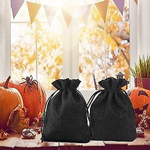 Bezall 50Pcs Black Burlap Bags 5x7, Drawstring Linen Jewelry Gift Bags Jute Sacks Halloween Candy Pouch Wedding Party Favor Bags