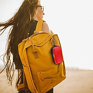 Red Rectangle Small EVA Case - Portable Protection Hard Shell Exterior Lightweight Universal Zipper Pouch Carrying Bag for Earbud, Headset, Charger, Airpods, iPod, USB Cable, MP3, Key, Change Purse