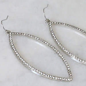 Rhinestone Earrings for Women - 925 Sterling Silver Plated Dangly Earrings for Women, Silver Drop Earrings, Sparkly Simulated Diamond Earrings Dangling, Silver CZ Dangle Hoop Teardrop Earrings