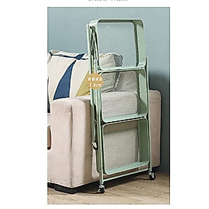 JYDQM Foldable Shelf Floor Kitchen Mobile with Wheel Trolley Storage Car Hand Push Storage Shelf