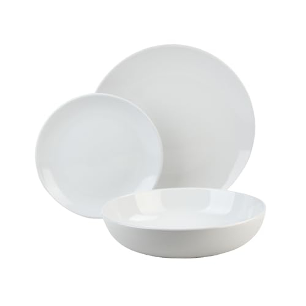 10 Strawberry Street 12 Piece Coupe Stoneware Dinnerware Set with Dinner Bowl, Service for 4, White