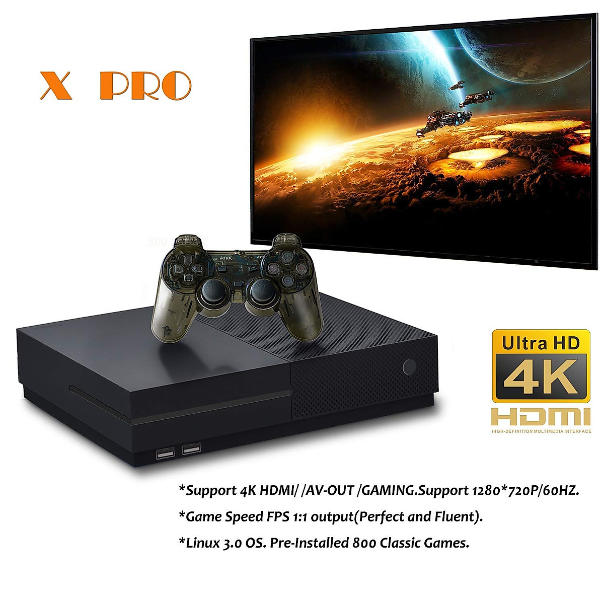 BAORUITENG Retro Game Console, HD Video Game Consoole 843 Classic Games 4K HDMI TV Output with 2PCS Joystick for a Great Gifi for Game Player