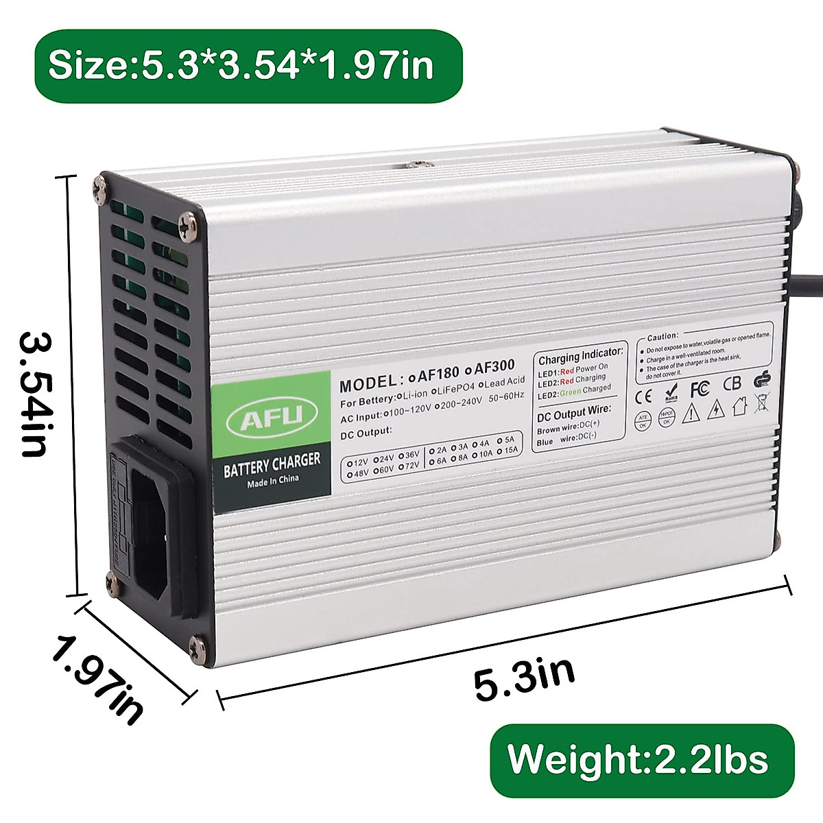 48V 3A Lead Acid Charger Output Connector 3pin C13 N+ L- for 48V Lead Acid AGM Gel VRLA OPZV Battery 48V Smart Charger