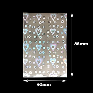 AEGIS 100pcs Photocard Sleeves Love Heart, Card Sleeves for MTG Transparent Waterproof and Dustproof, Trading Cards Sleeves Kpop Photocard Sleeves, Holographic Foil Cover, 61x88mm