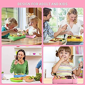 LOVINA Bento Box for Adult Kids, Stylish Teens Adult Lunch Box Containers With 5 Compartments, Durable, Microwave/Dishwasher Safe, BPA-Free, Perfect for On-the-Go Meal(Cyan)