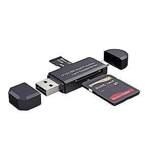 Micro USB OTG/USB 2.0 Card Reader Adapter, SD/Micro SD Memory Card Reader with Standard USB Male & Micro USB Male Connector for Smartphones/Tablets with OTG Functio for SDXC, SDHC, SD, MMC, RS-MMC