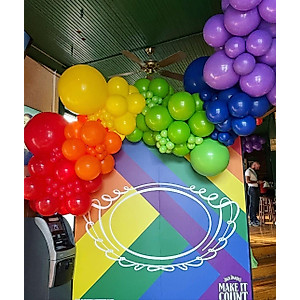 140pcs Rainbow Balloons Different Sizes Assorted Color 5/10/12/18 Inches Latex Balloons,Multicolor Bright Balloons for LGBT Wedding Party Decoration,Birthday Party Supplies or Arch Garland Decoration