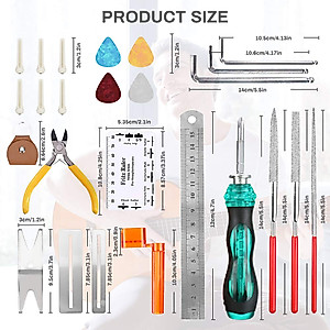 Number-one Guitar Repair Tool Kit 26Pcs Guitar Maintenance Kit with Wire Plier String Organizer Fingerboard Protector Hex Wrenches Files String Action Ruler Spanner Wrench for Guitar Ukulele Banjo