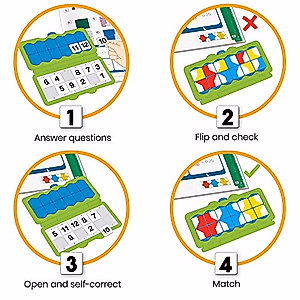 hand2mind VersaTiles Math Practice Take Along Set for Fourth Grade, Self-Checking Workbook System, 64 Pages with Case Included, Early Math, Math Books, 4th Grade Math Workbook, Homeshool Supplies