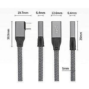 USB-C Extension Cable Right Angle 6.6ft,10Gbps USB-C 3.1 Gen 2 Male to Female 4K Video Cable,90 Degree Extender Cable for 2021 iPad Mini 6,MacBook Pro/Air,iMac,USB-C Hub/Docking Station/Camera/Laptop